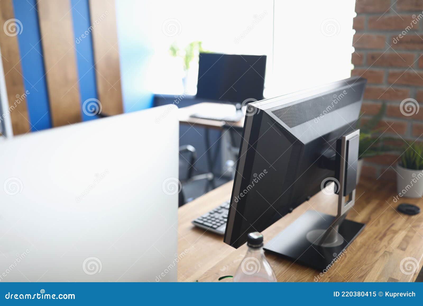 Many Computers Standing on Table in Empty Classroom Stock Image - Image ...
