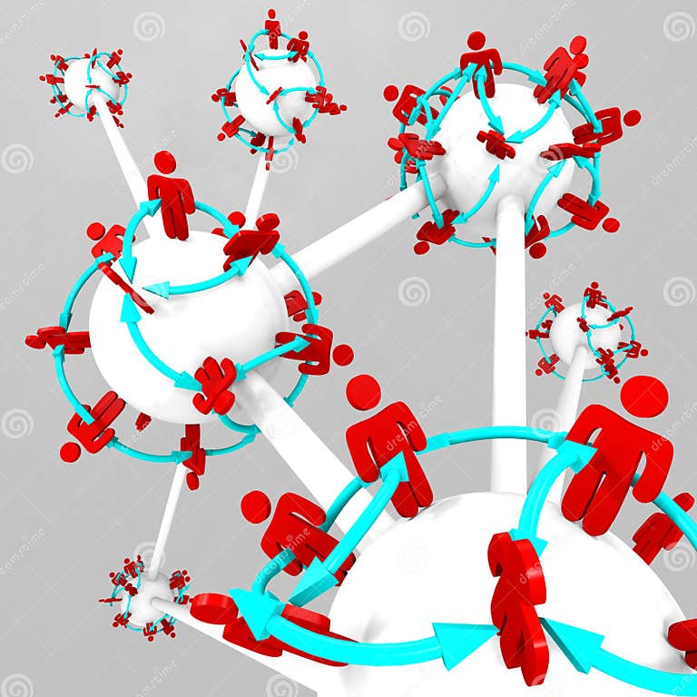Many Connected People on Linked Worlds Stock Illustration ...