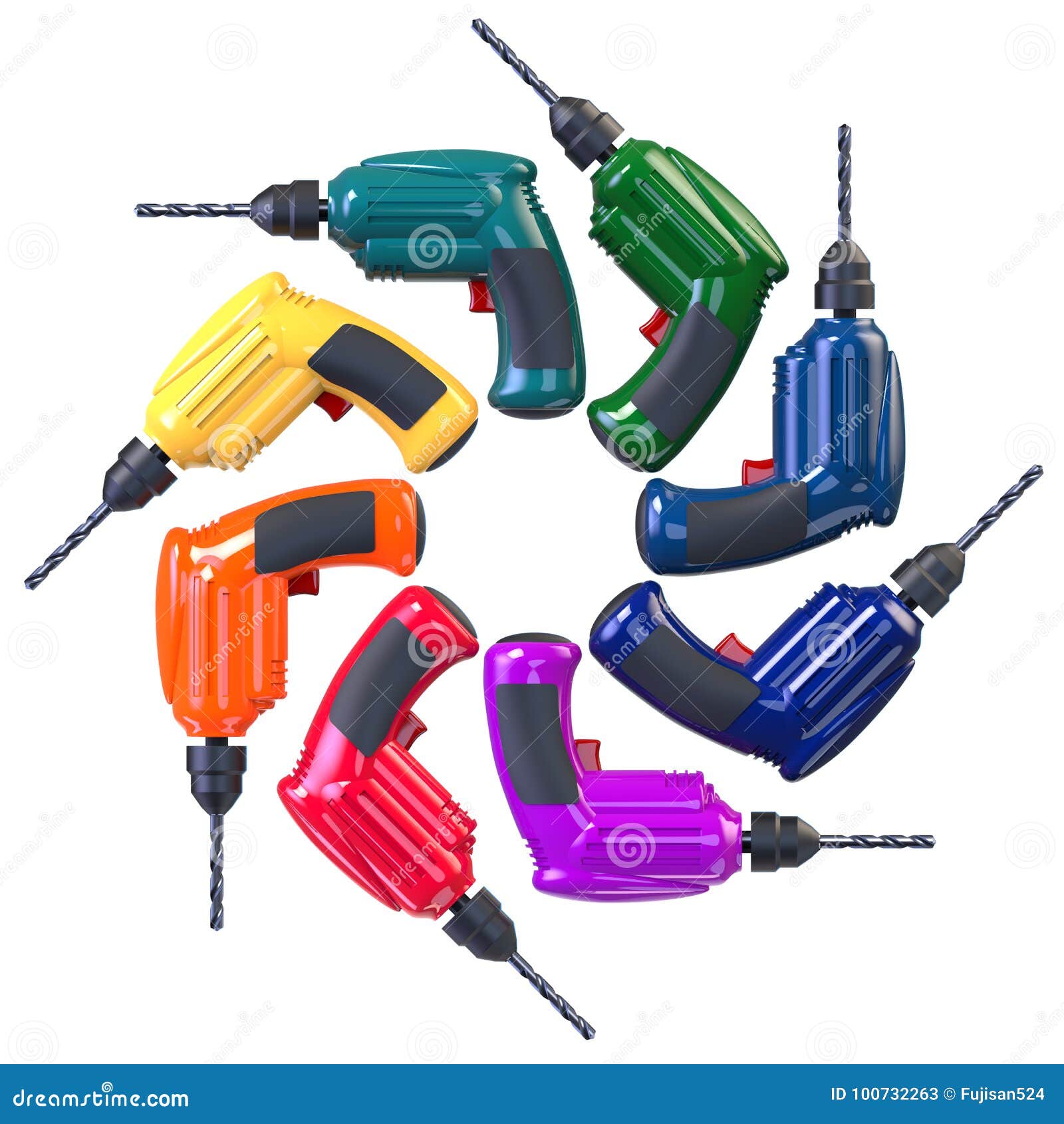 Many multi-colored drills stock illustration. Illustration of repair ...
