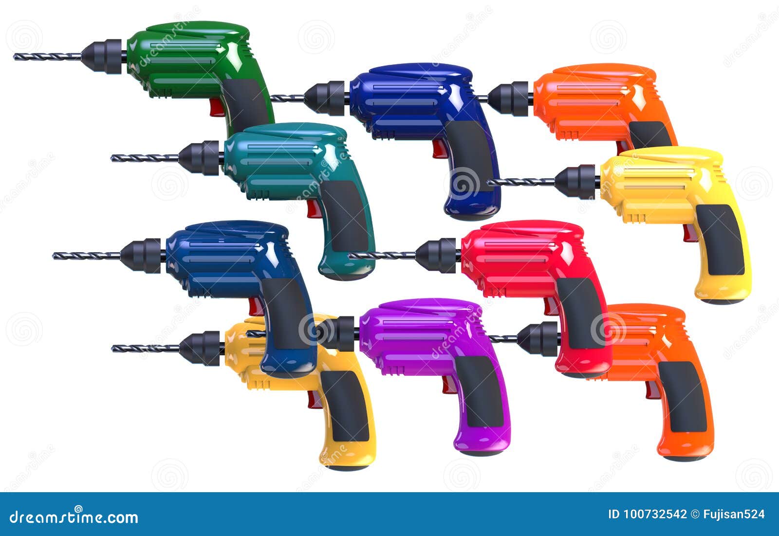 Many multi-colored drills stock illustration. Illustration of metal ...