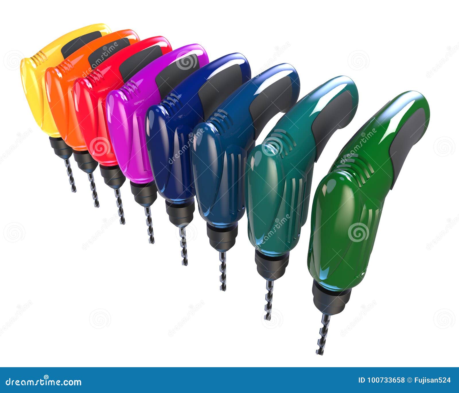 Many multi-colored drills stock illustration. Illustration of metal ...