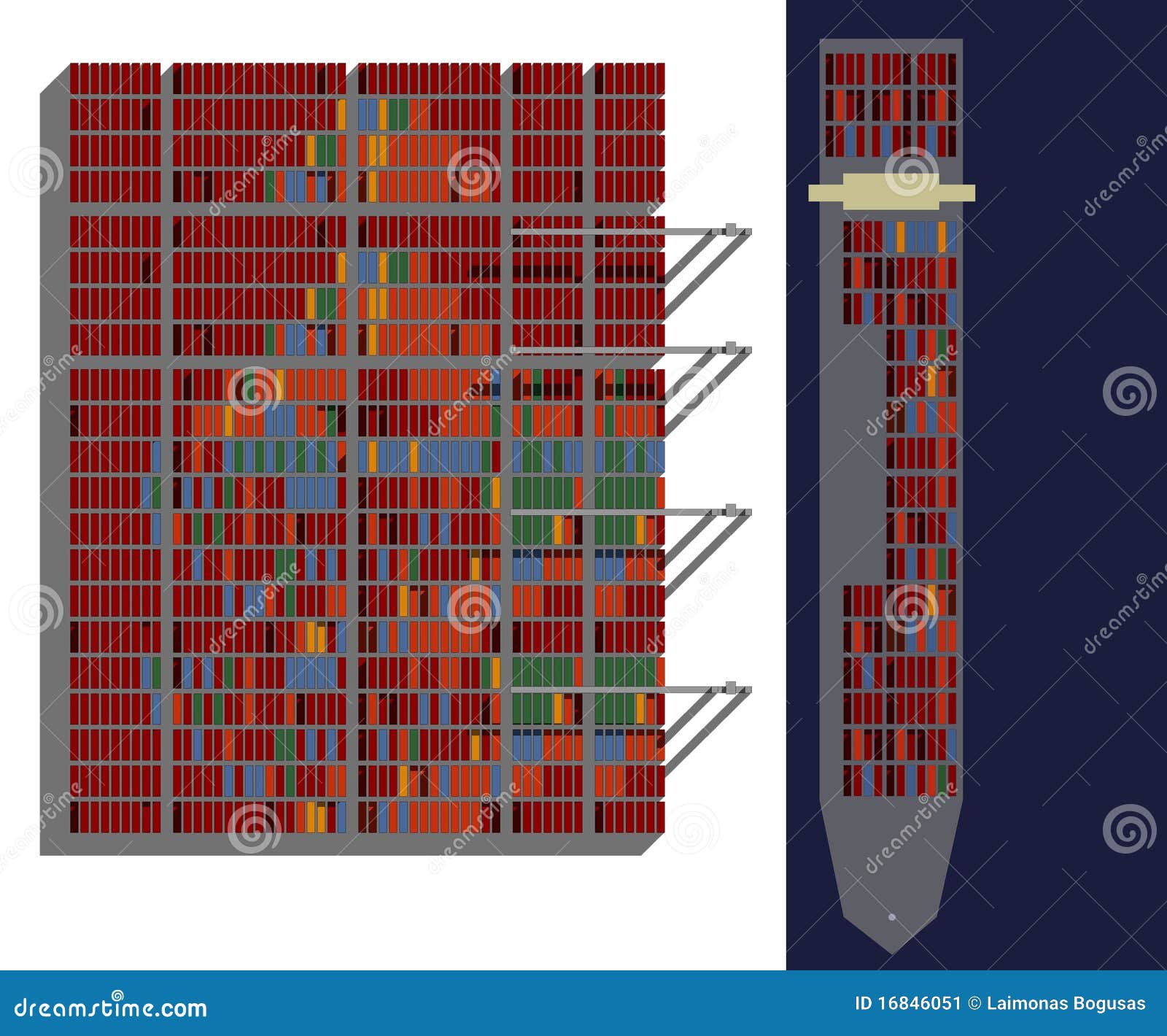 Many container, harbour stock illustration. Illustration of port - 16846051