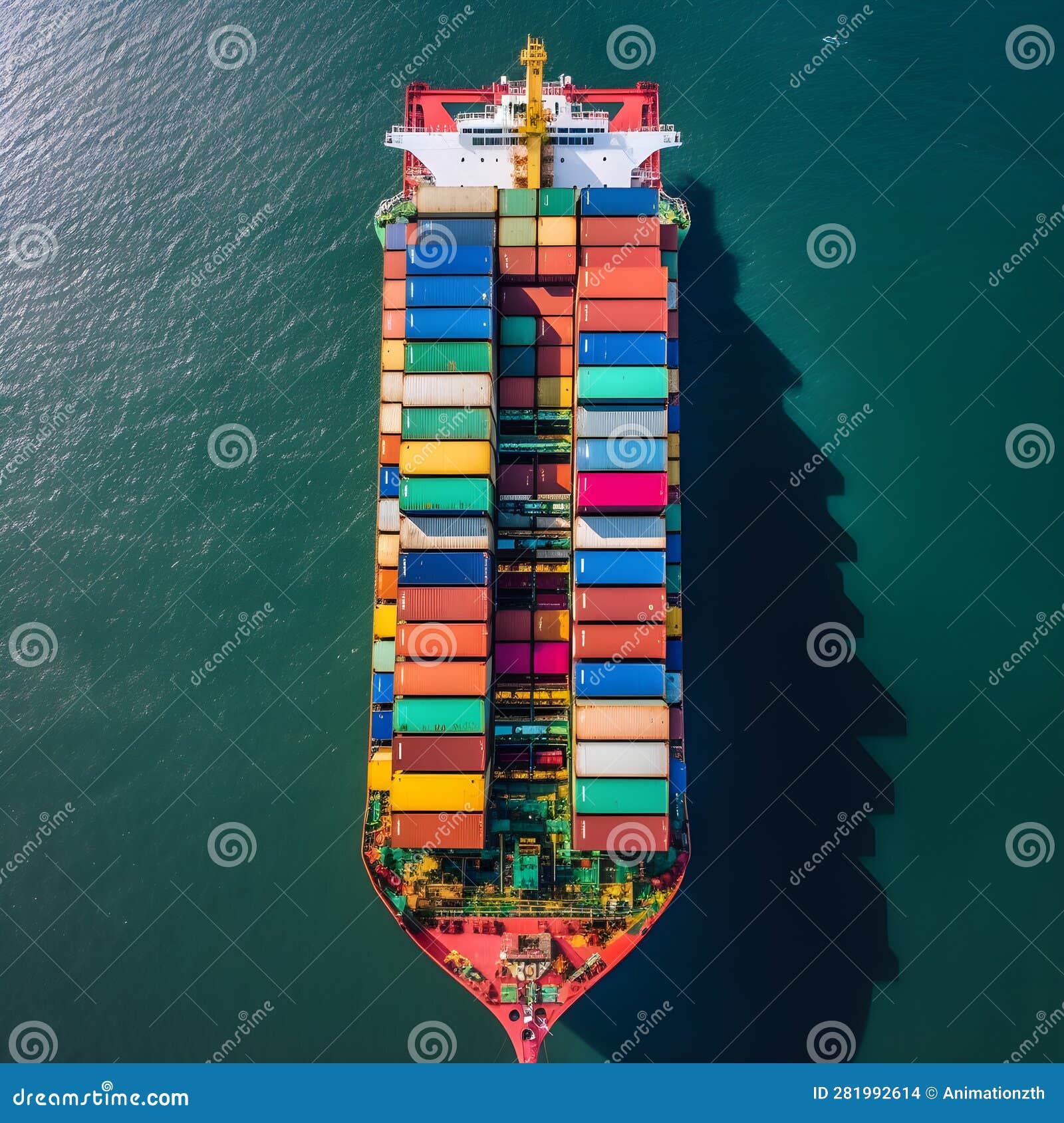 Many Container on Large Cargo Ship. AI Generated, Generative AI Stock ...
