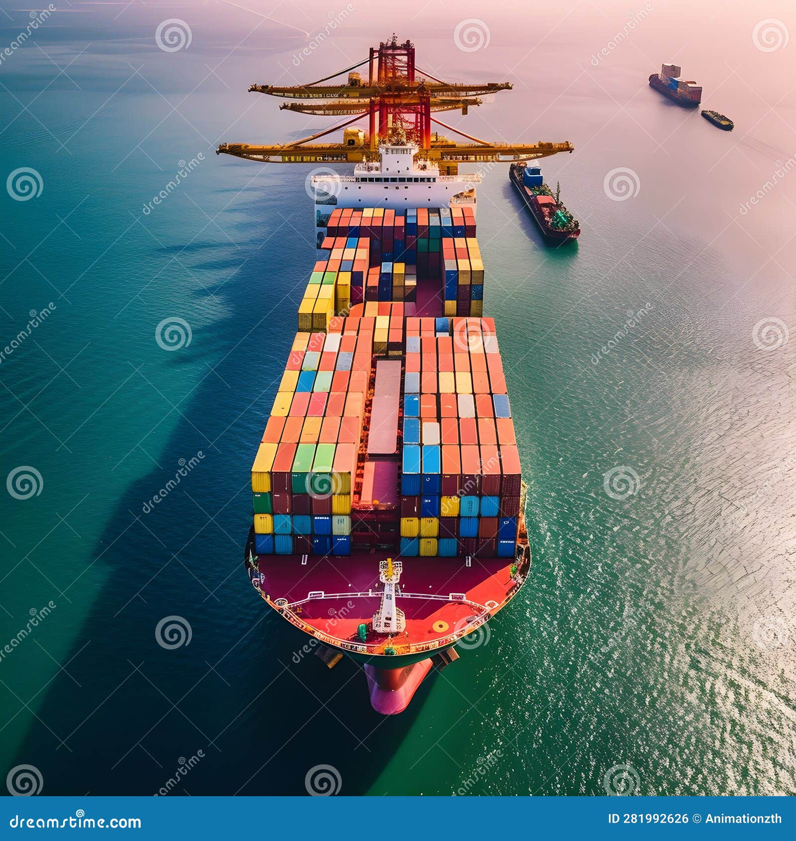 Many Container On Large Cargo Ship. AI Generated, Generative AI Stock ...