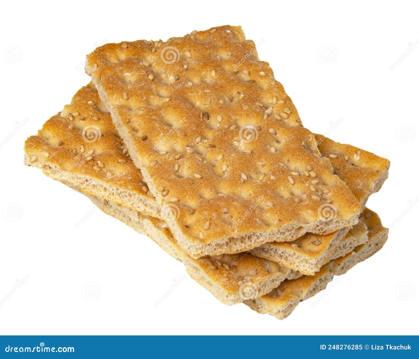 Many Crispbread with Sesame Seeds Isolated on the White Background ...