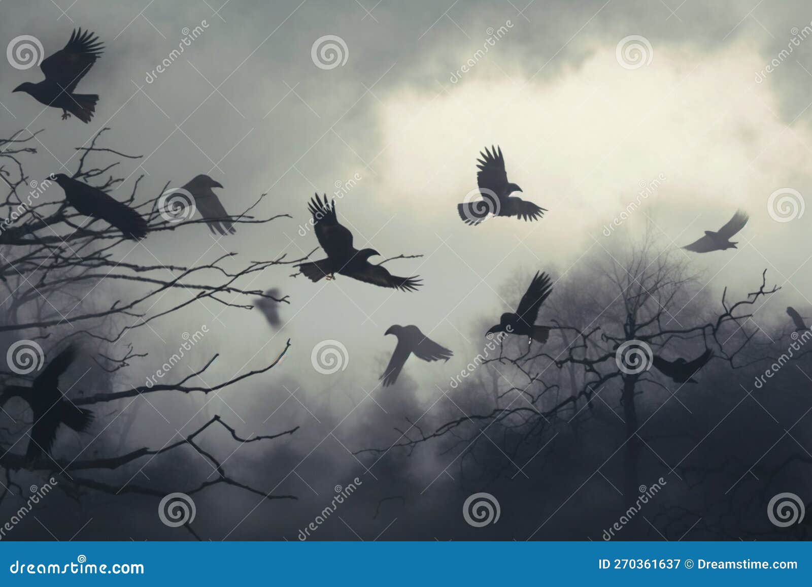 Many Crows and Tree Branches at Night. Neural Network Generate Art ...