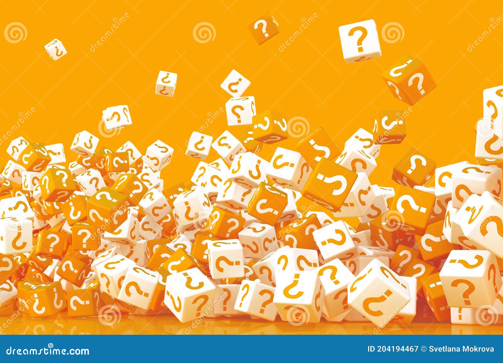 Many Crumbling Cubes with Question Marks on the Sides 3d Illustration ...