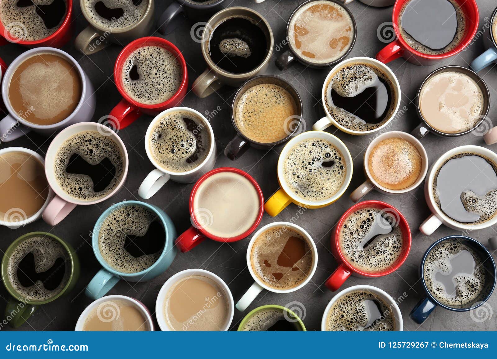 Many Cups with Tasty Aromatic Coffee on Table Stock Image - Image of ...