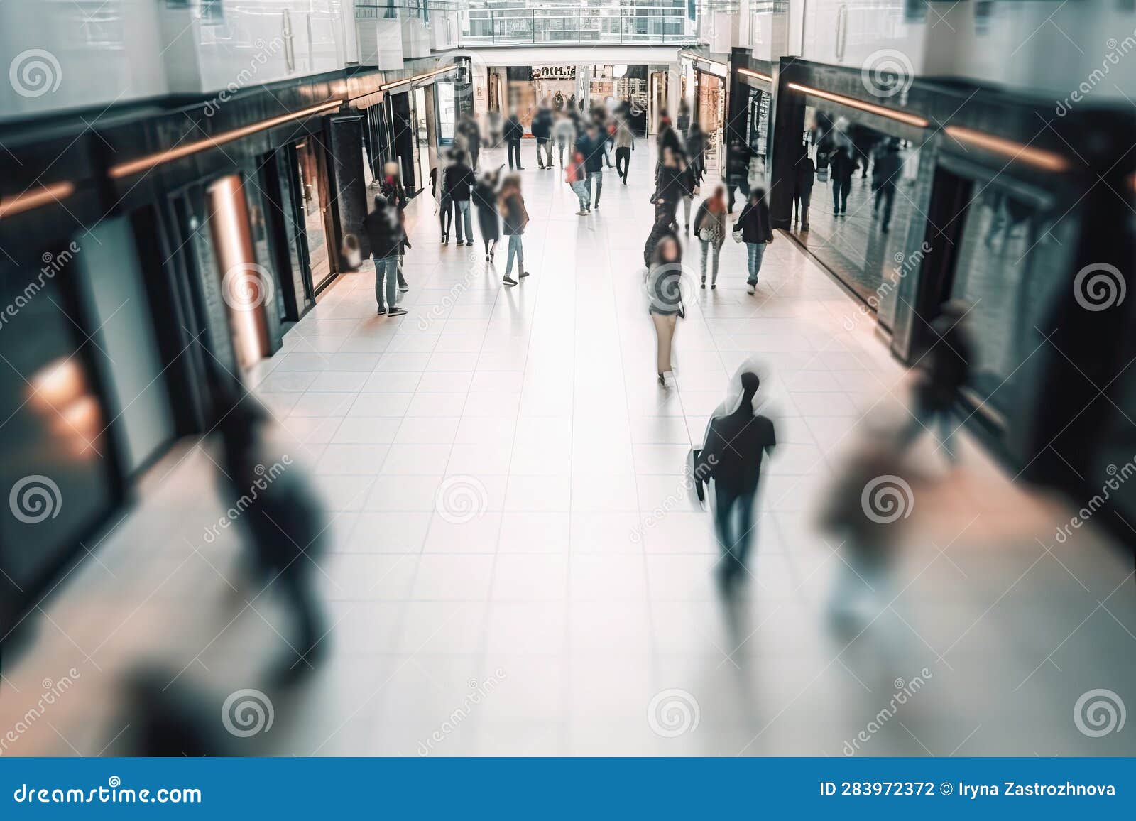 Many Customers in the Mall, Blurry Silhouettes. Generative Ai Stock ...
