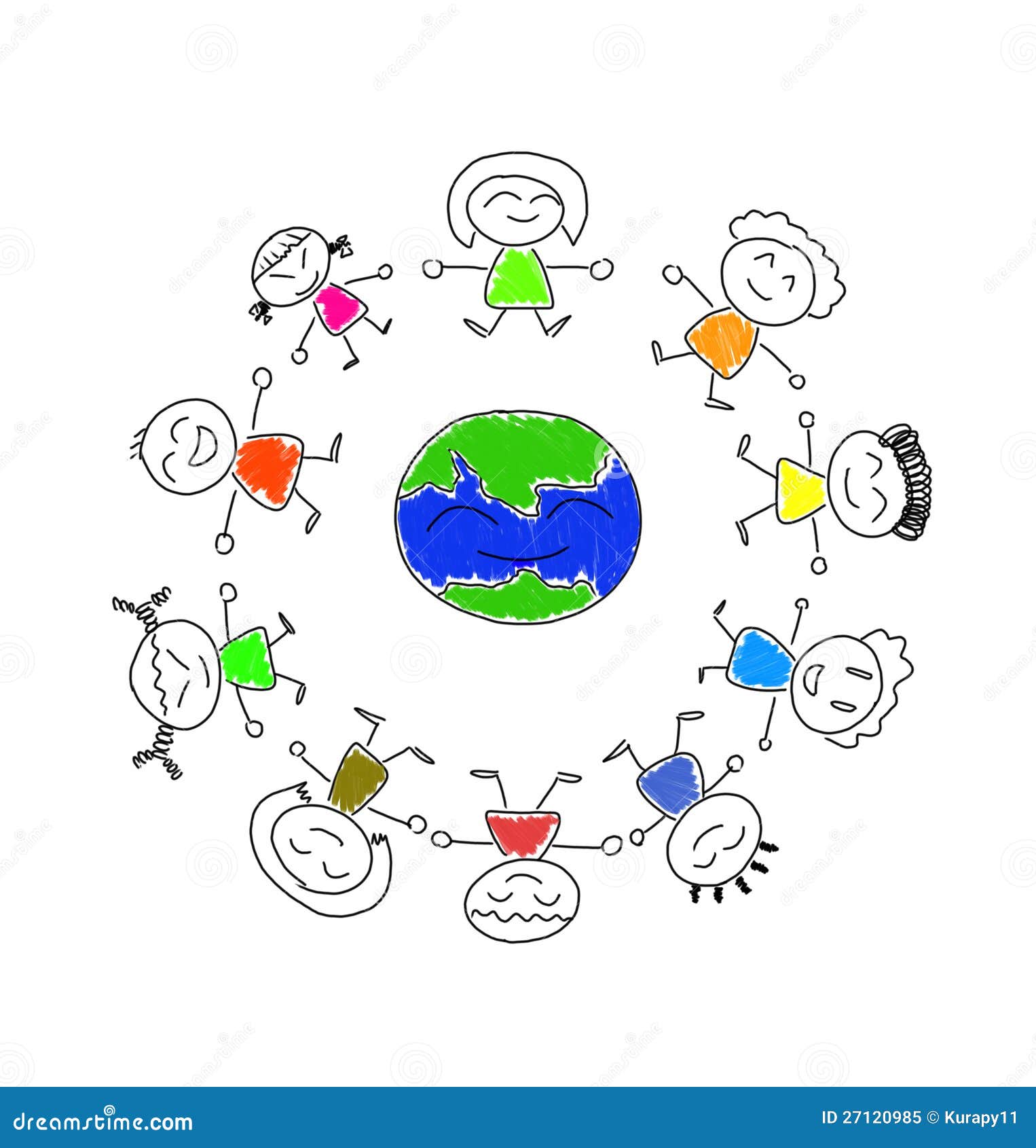 Many Cute Cartoon are Around the World Stock Illustration ...