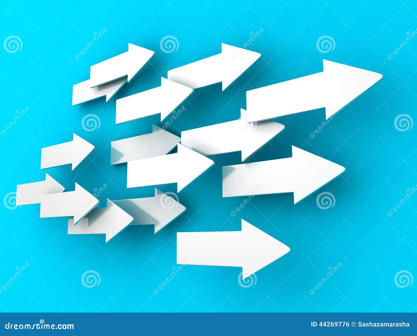 Many 3d Arrows Flow in Same Direction Stock Illustration - Illustration ...