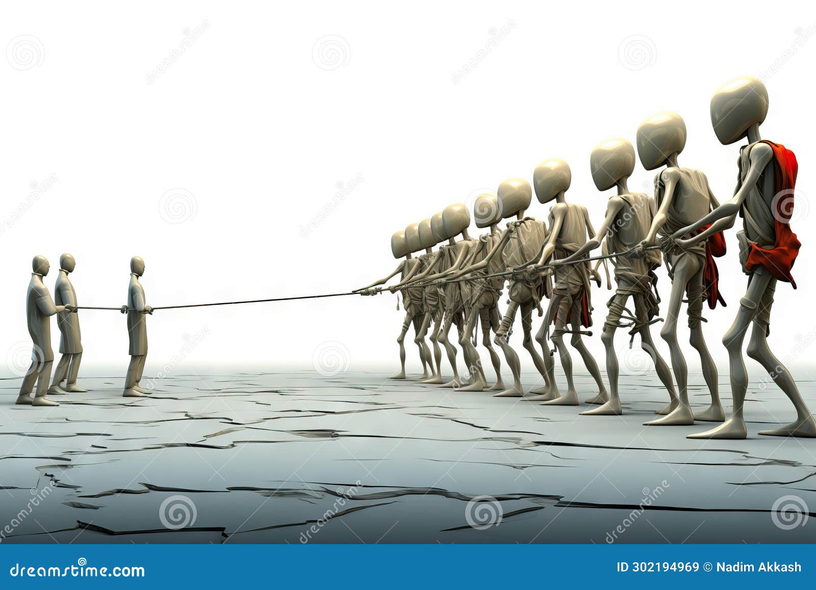 Many 3d Humans Pull a Rope To Opposite Directions Stock Illustration ...