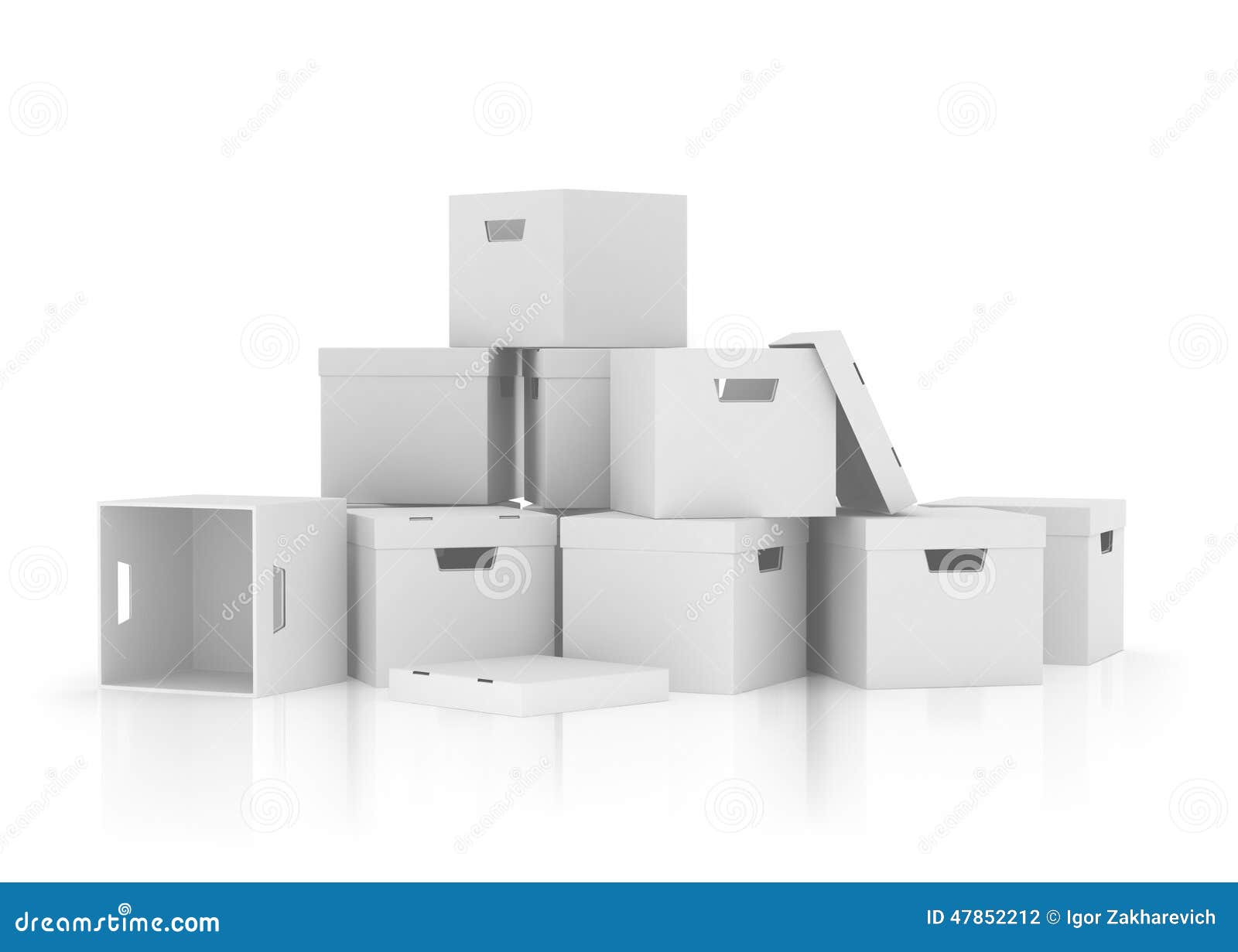 Many 3d white boxes stock illustration. Illustration of concept - 47852212