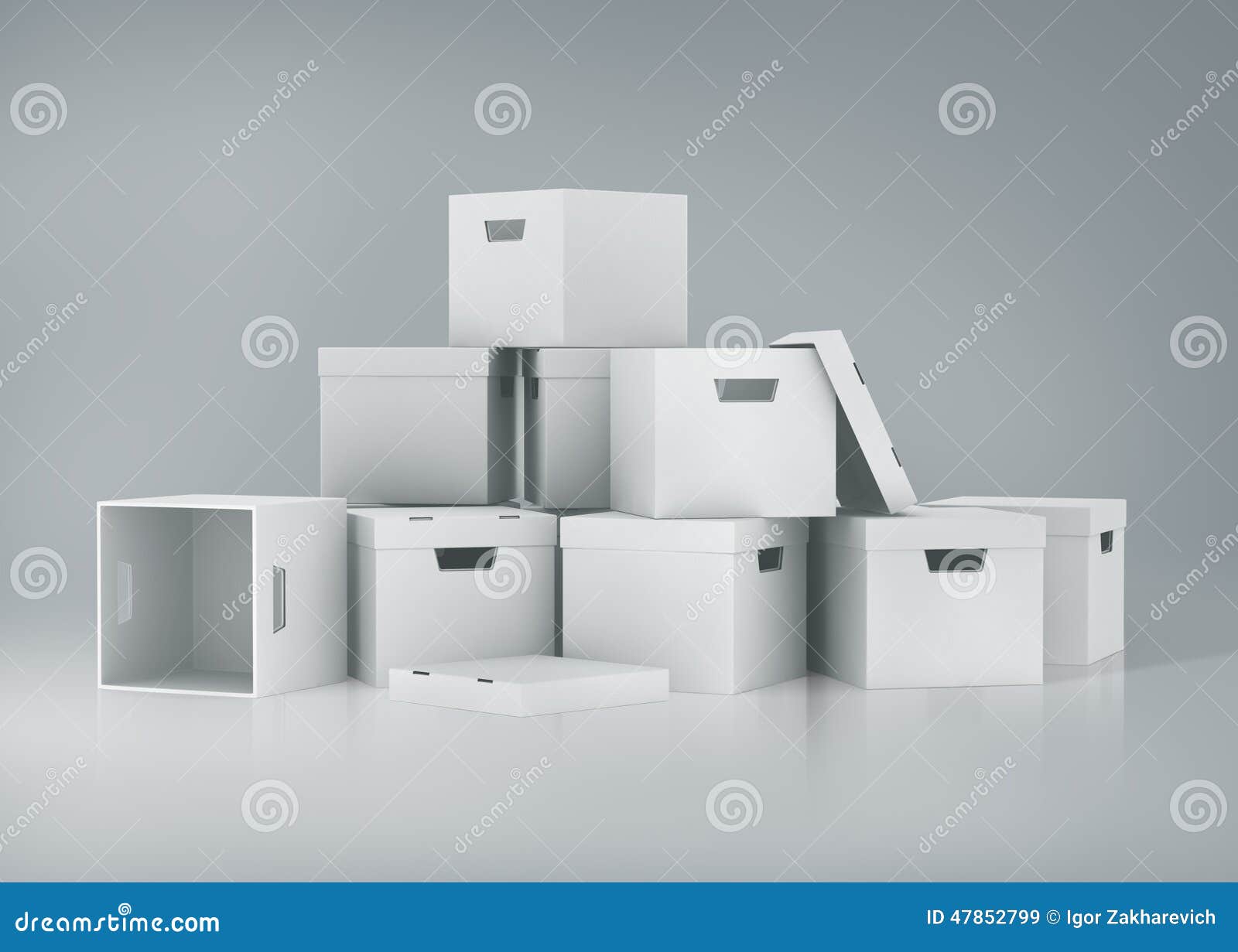 Many 3d white boxes stock illustration. Illustration of light - 47852799