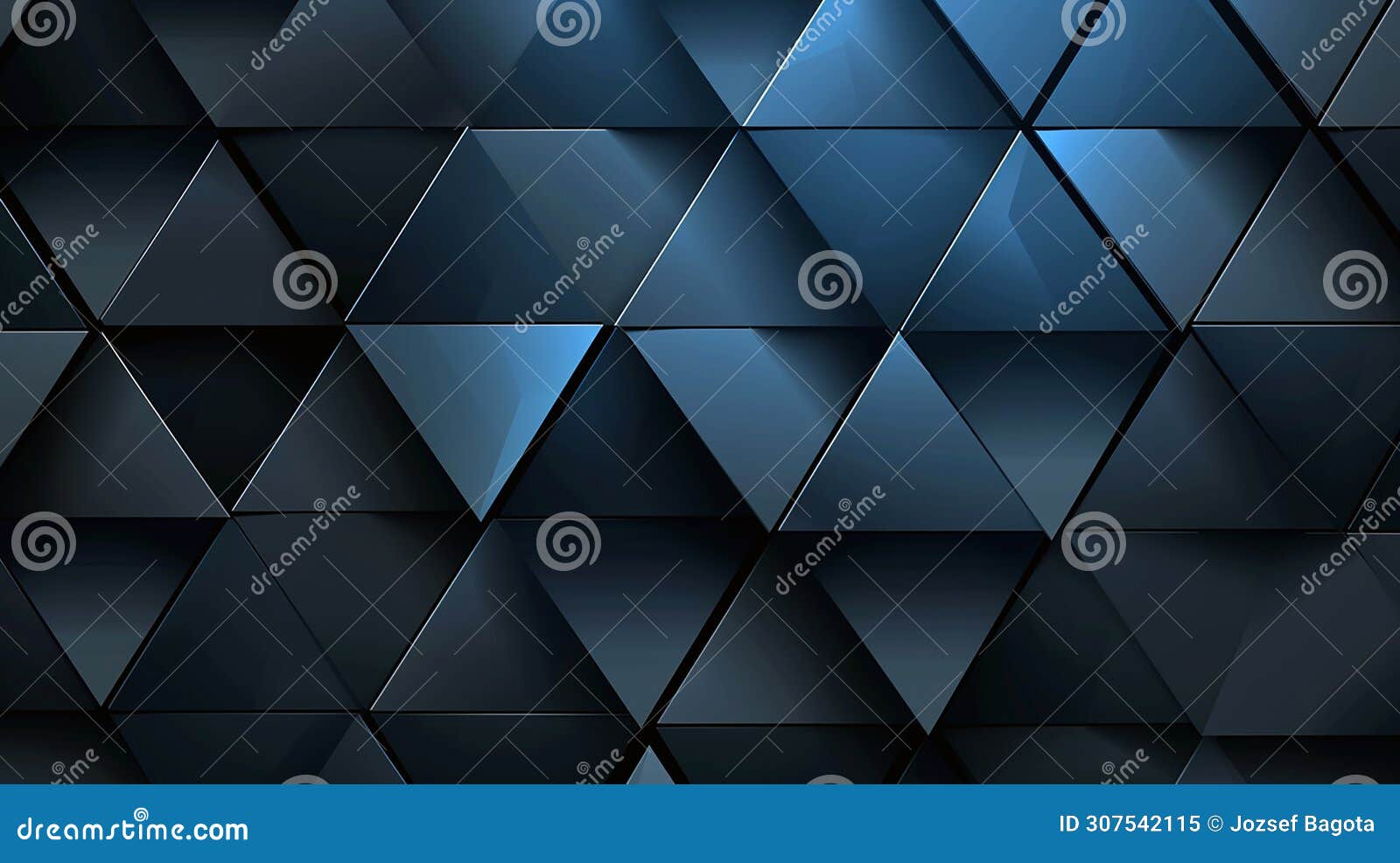 Many Dark Blue Triangle Shapes, Lots of Lit 3D Pyramids, Abstract ...