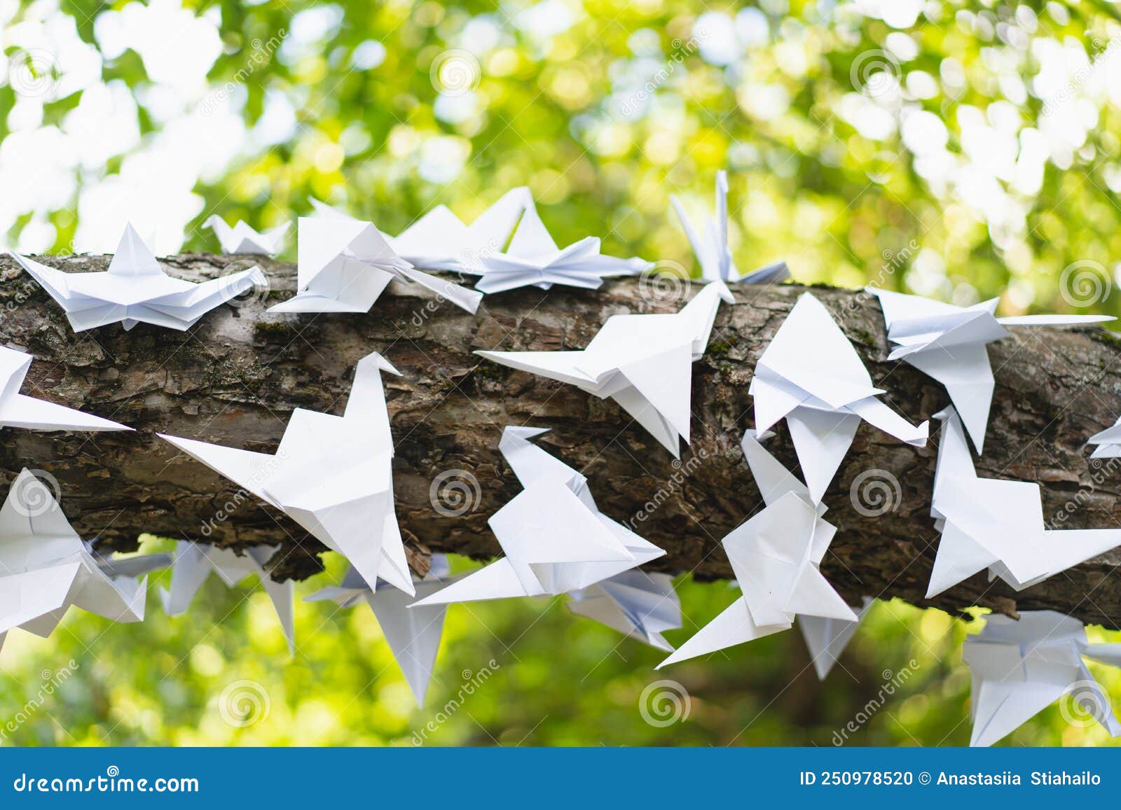 Many Decorative Paper Birds on a Tree. Stock Photo - Image of ...
