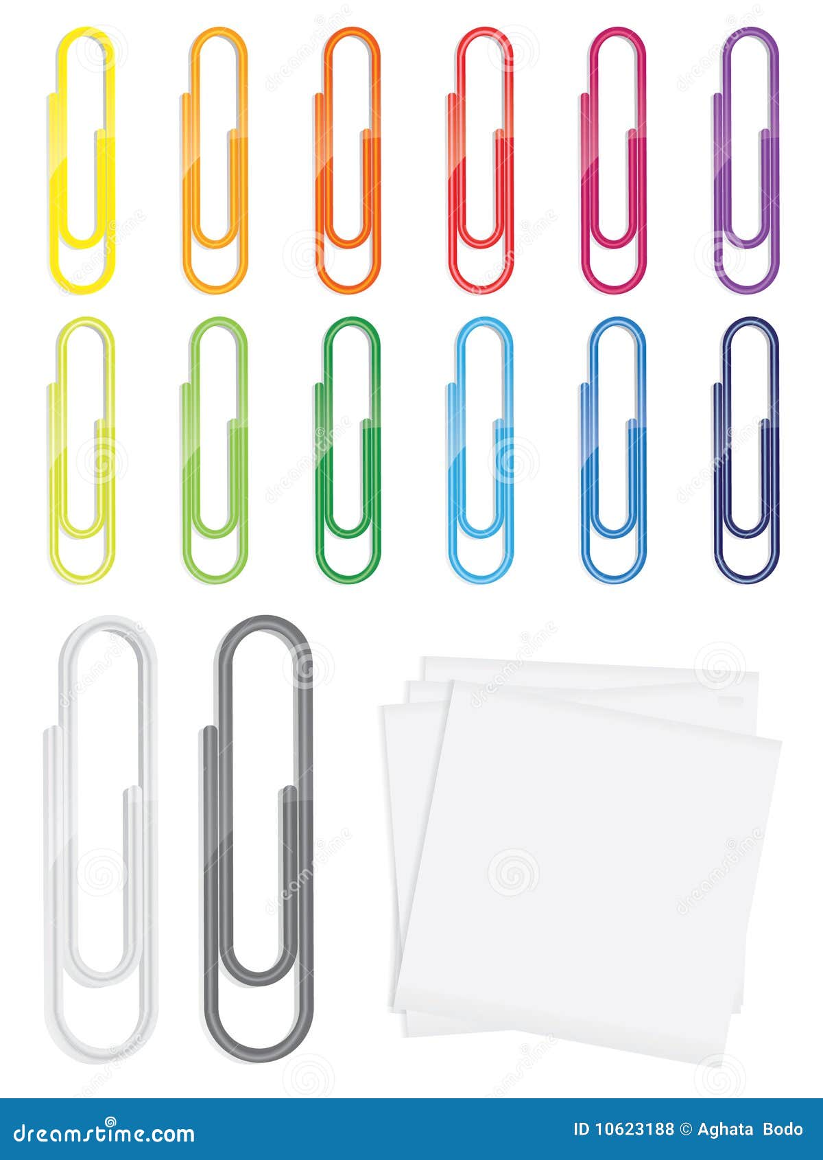 Many Detailed Glossy Paperclips in Various Colors Stock Illustration ...