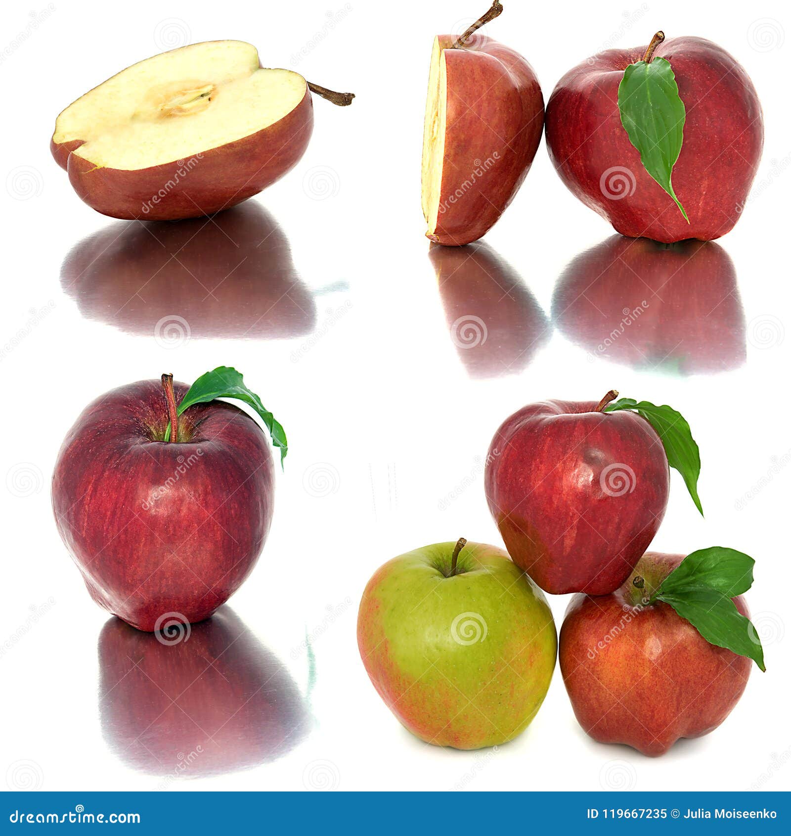 Many Different Apples on a White Background, Red and Yellow Apples ...
