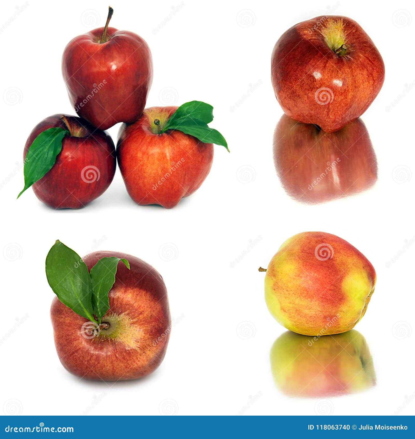 Many Different Apples on a White Background, Red and Yellow Apples ...