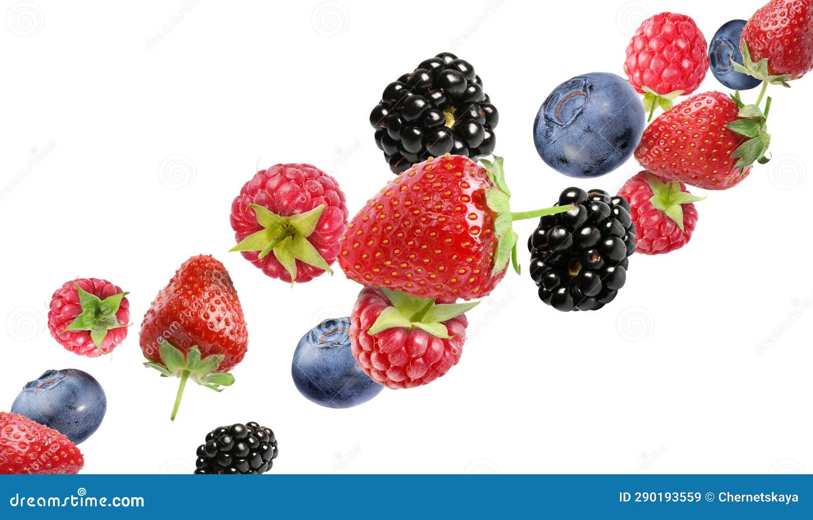 Many Different Berries Flying on White Background Stock Image - Image ...