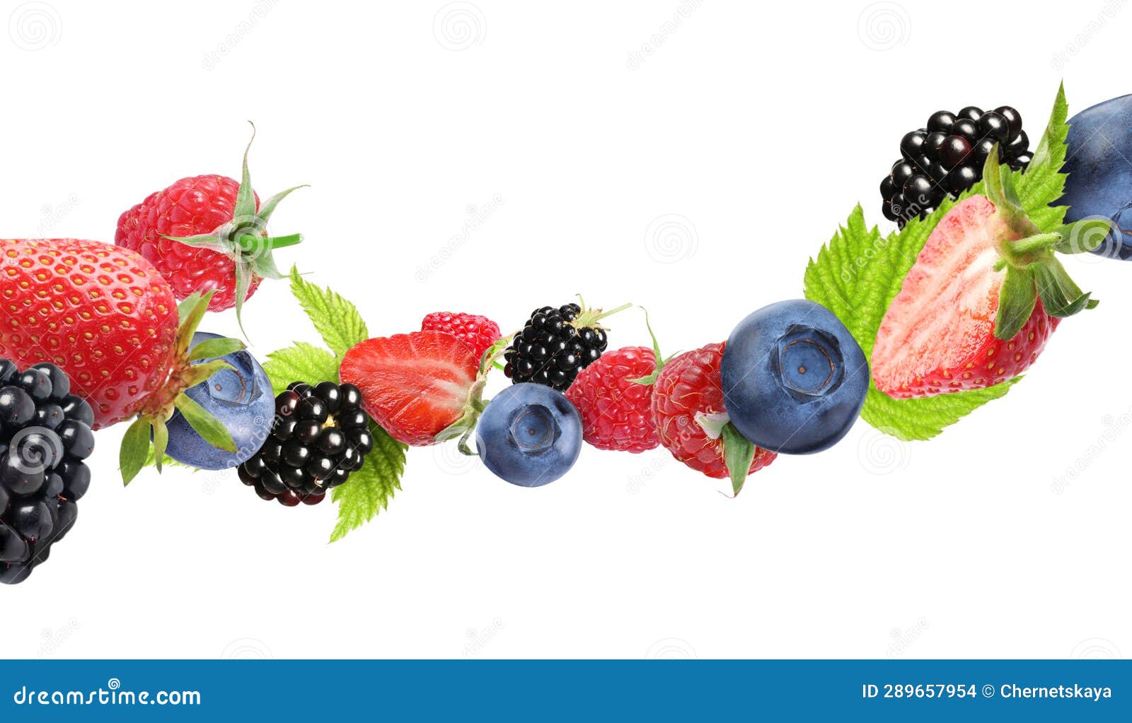 Many Different Berries Flying on White Background Stock Photo - Image ...