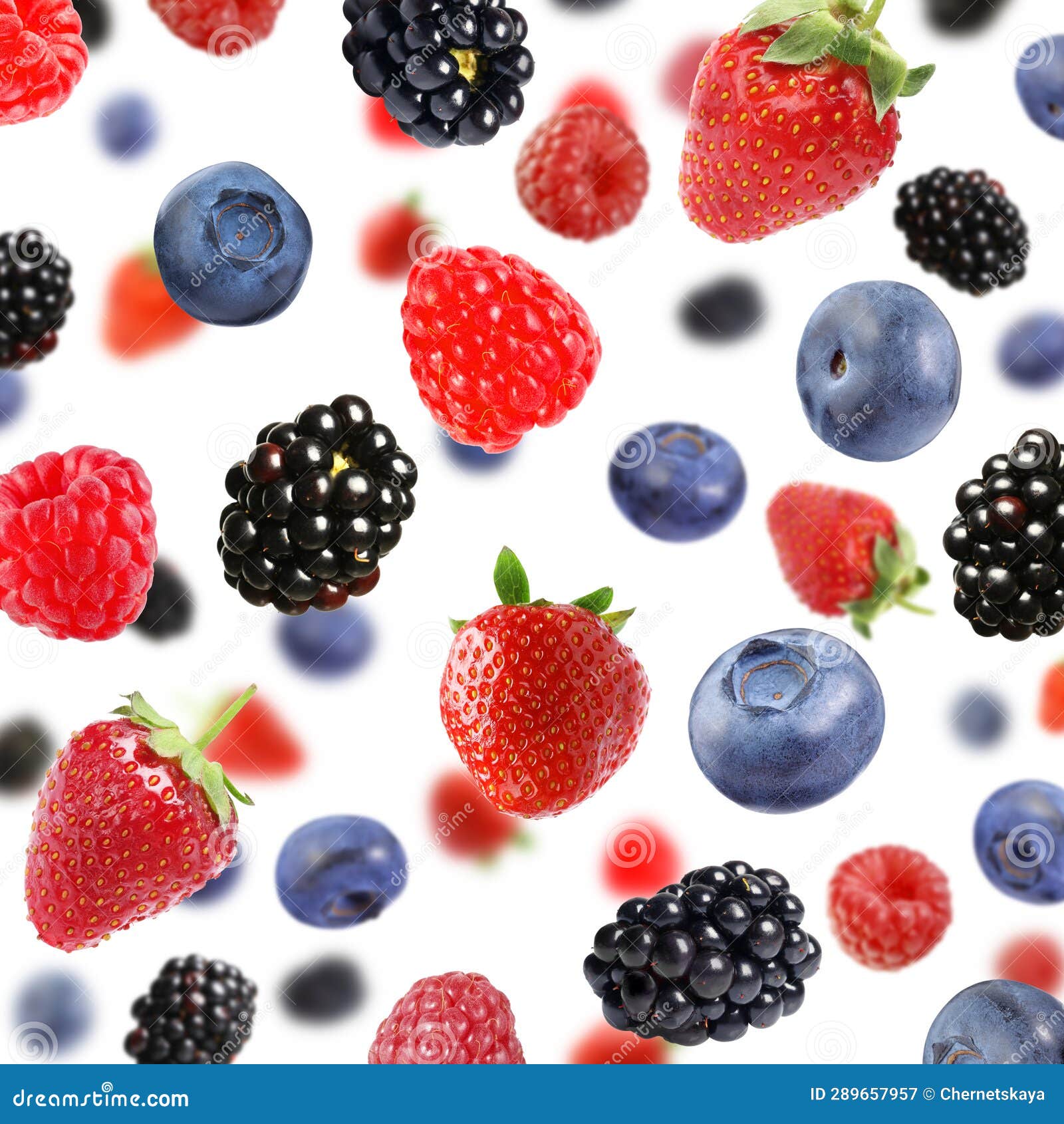 Many Different Berries Flying on White Background Stock Image - Image ...
