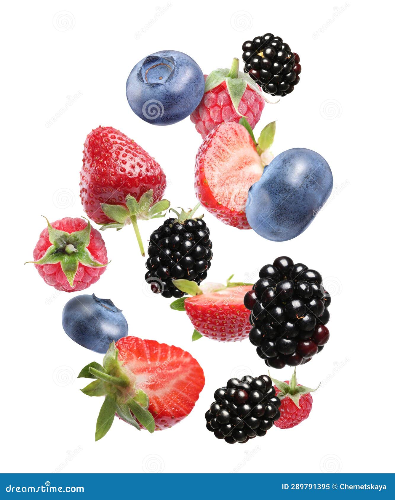 Many Different Berries Flying on White Background Stock Image - Image ...
