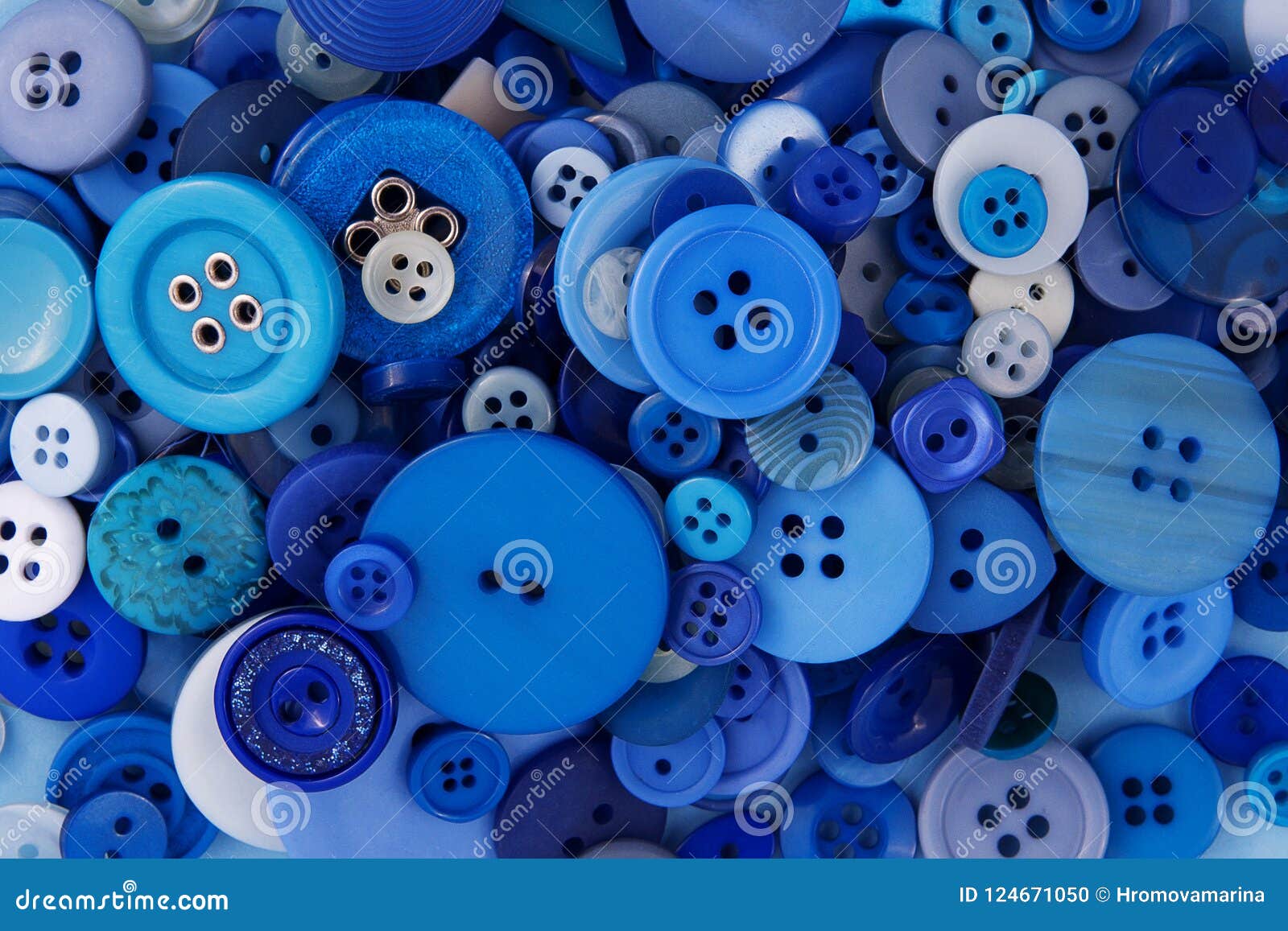 Many Different Blue Buttons Close-up. Stock Photo - Image of clothing ...