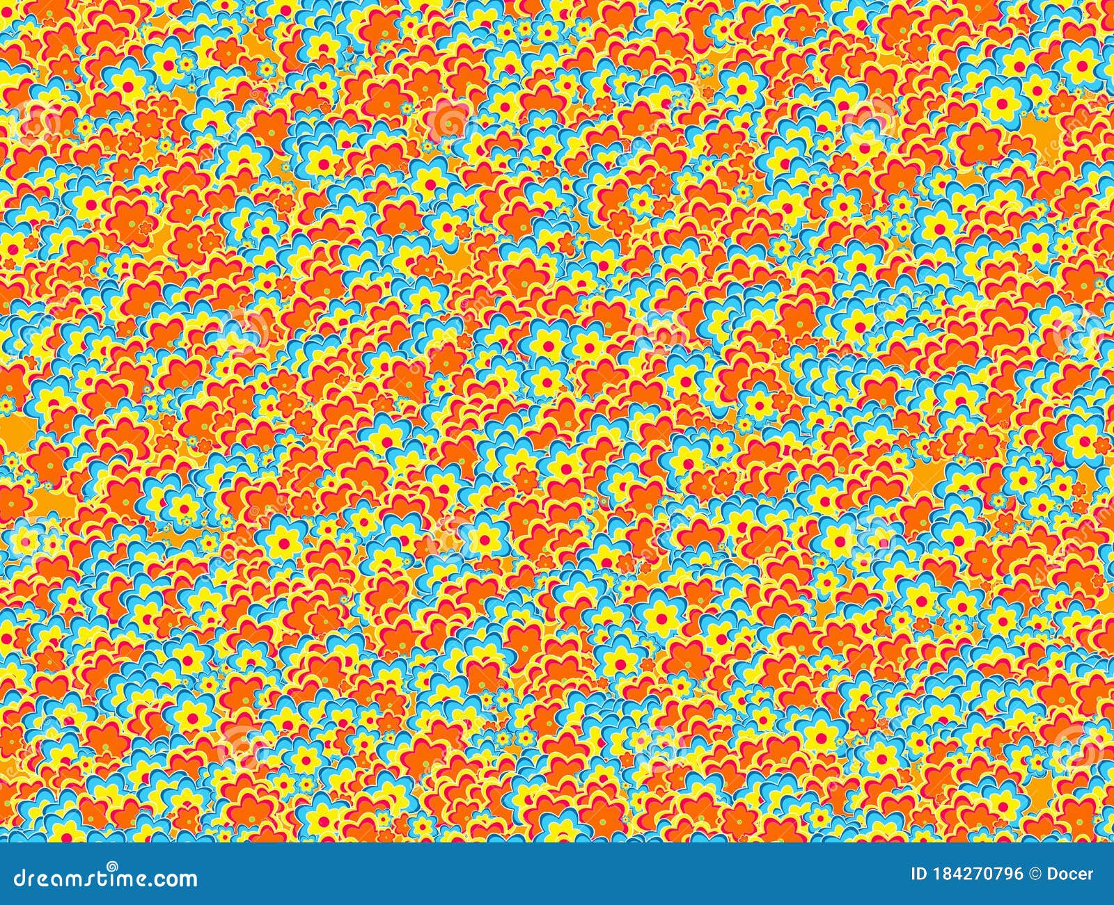 Many Different Blue and Orange Open Flowers Background Stock ...