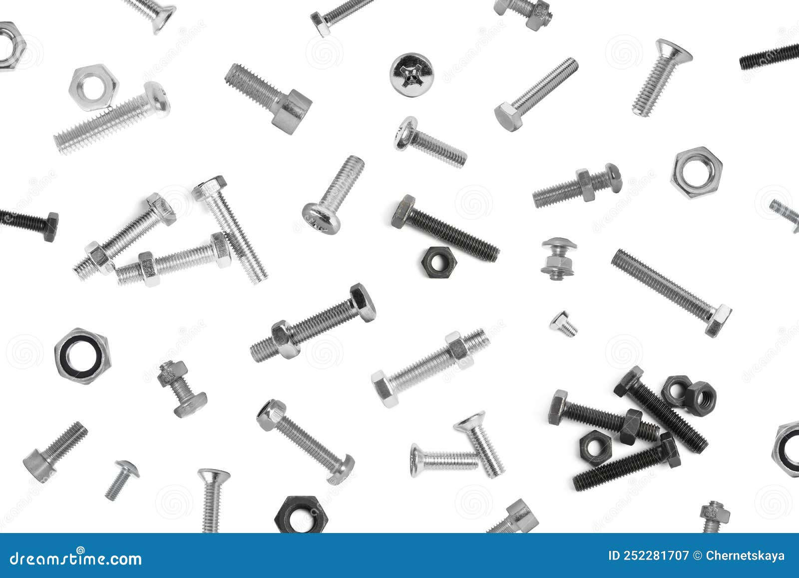 The Falling Bolts And Screws On The Tree Are Suspended In The Air. It ...