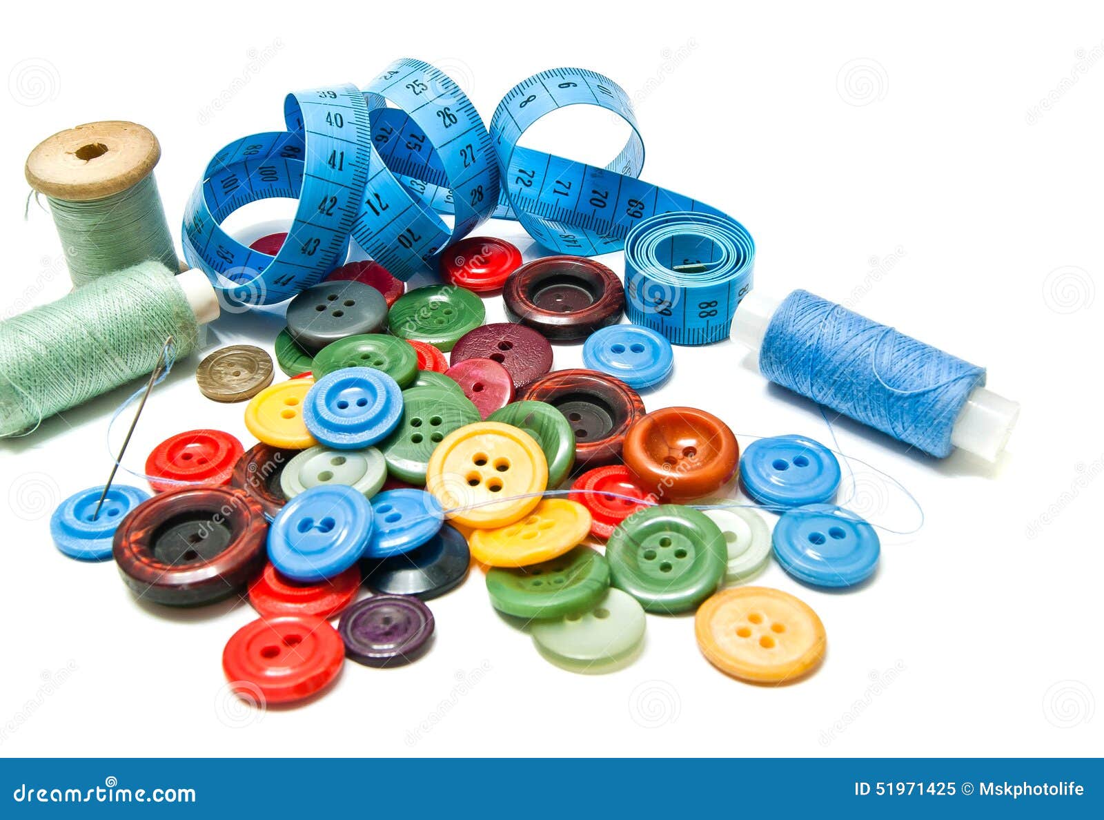 Many Different Buttons and Spools of Thread Stock Image - Image of ...