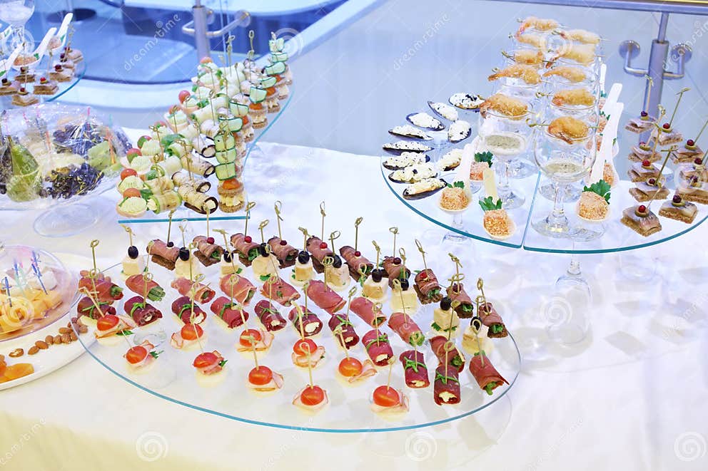 Many Different Canapes - Cold Appetizers are on Stock Image - Image of ...