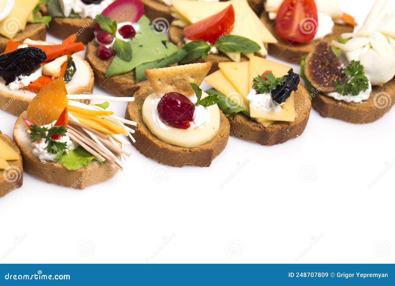 Many Different Canapes on a White Background Stock Image - Image of ...