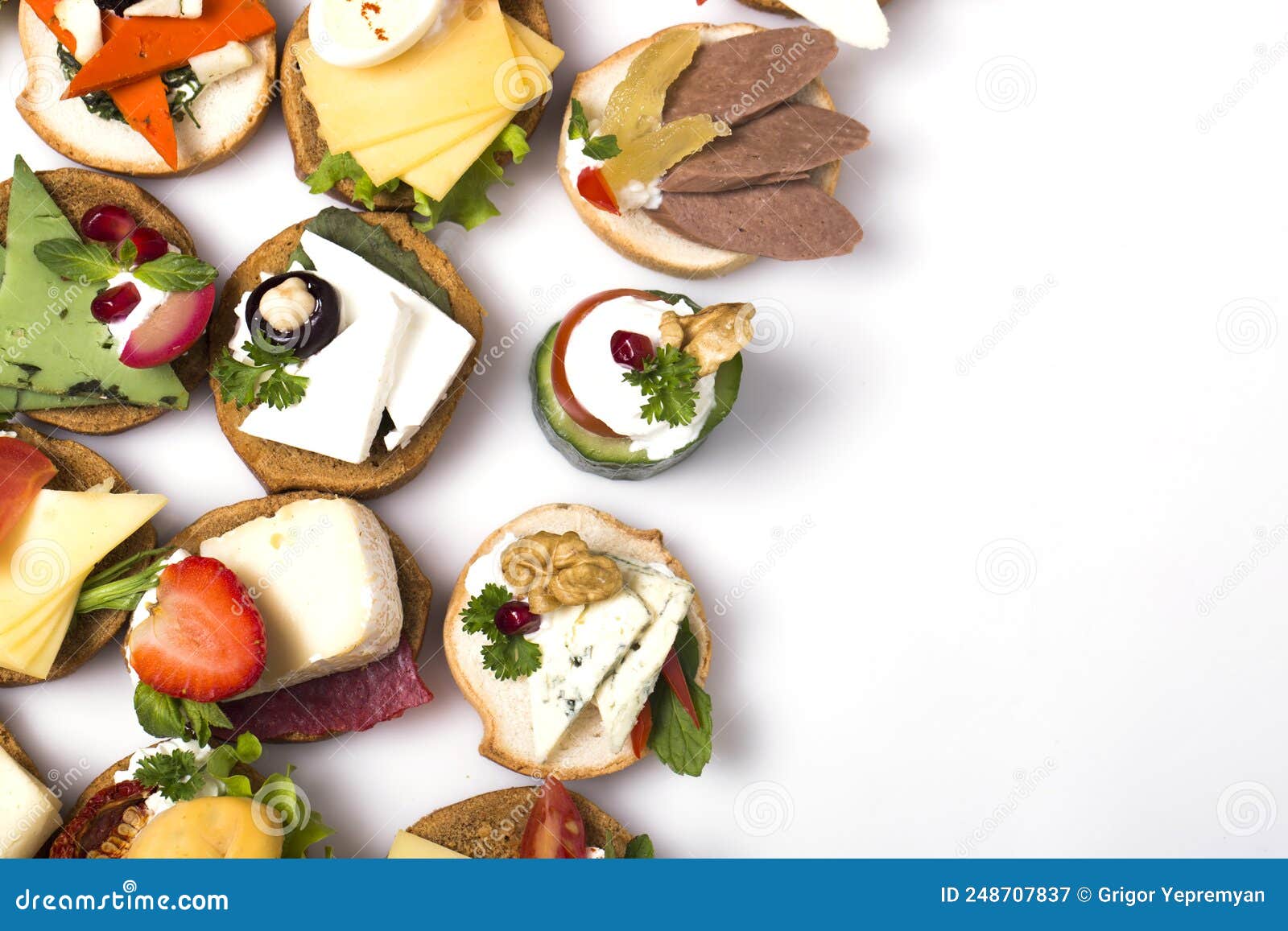 Many Different Canapes on a White Background Stock Image - Image of ...