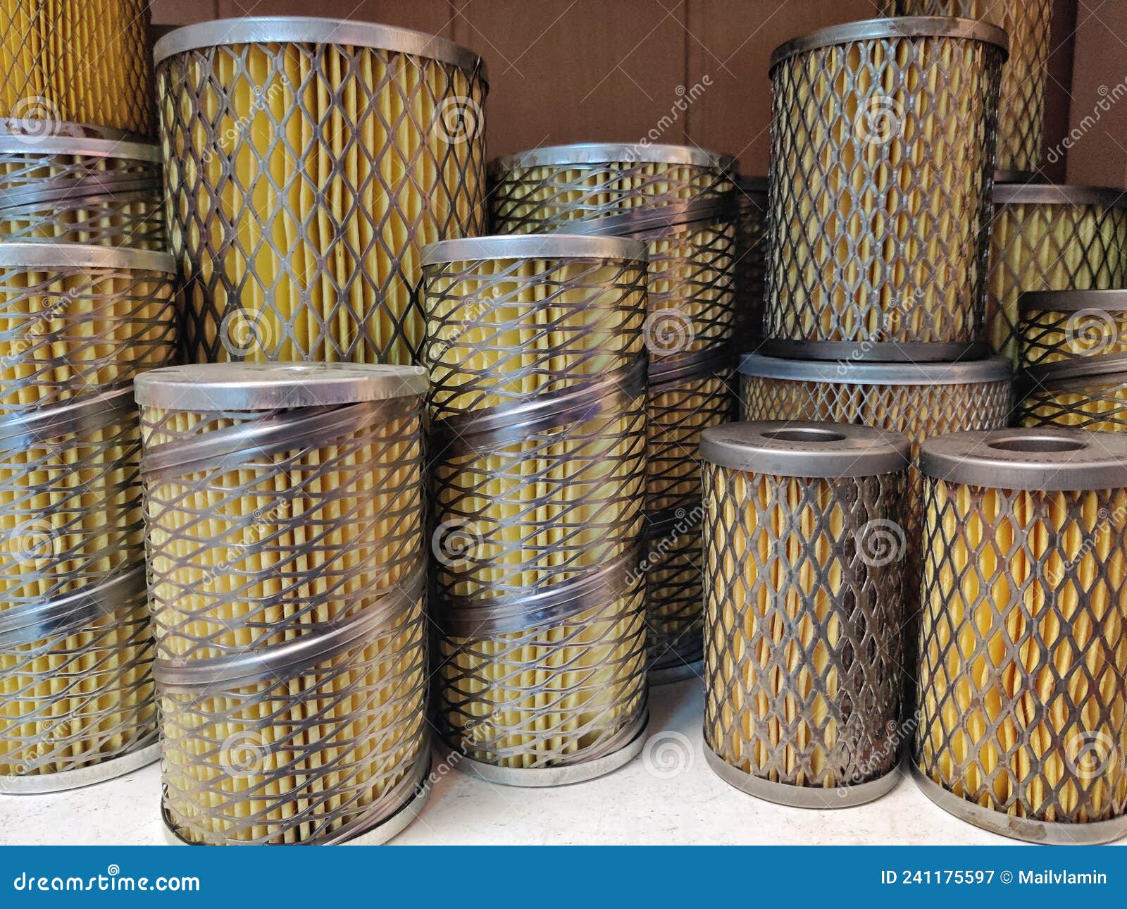 Many Different Car Filters Inserts Standing on the Shelf. Stock Image ...