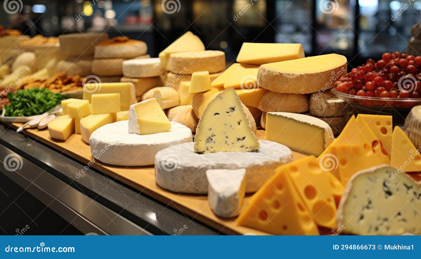 Different Cheeses Set. Slices Of Delicious Cheeses. Cheddar, Mozzarella ...