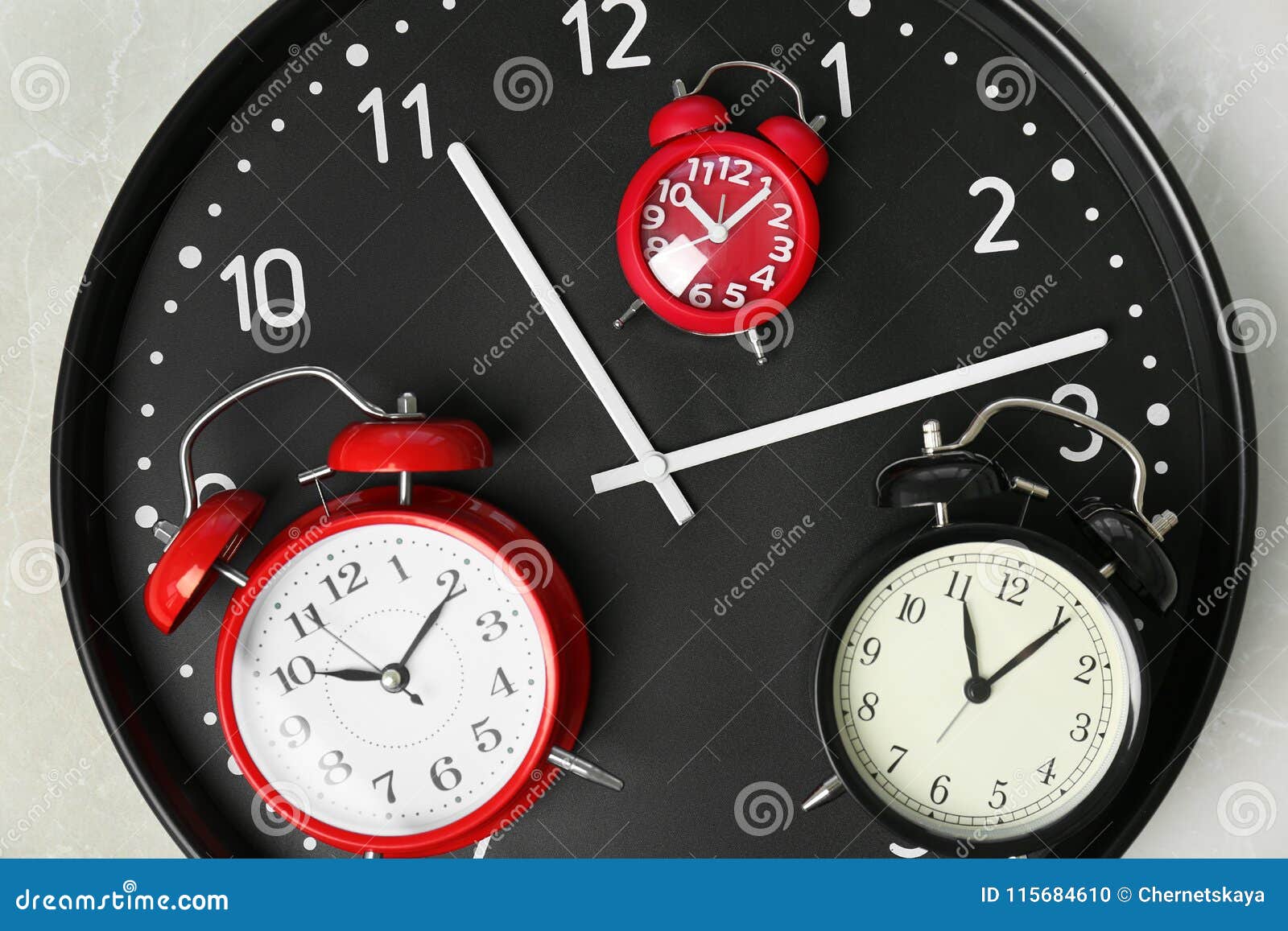 Many Different Clocks, Top View Stock Photo - Image of season, hand ...