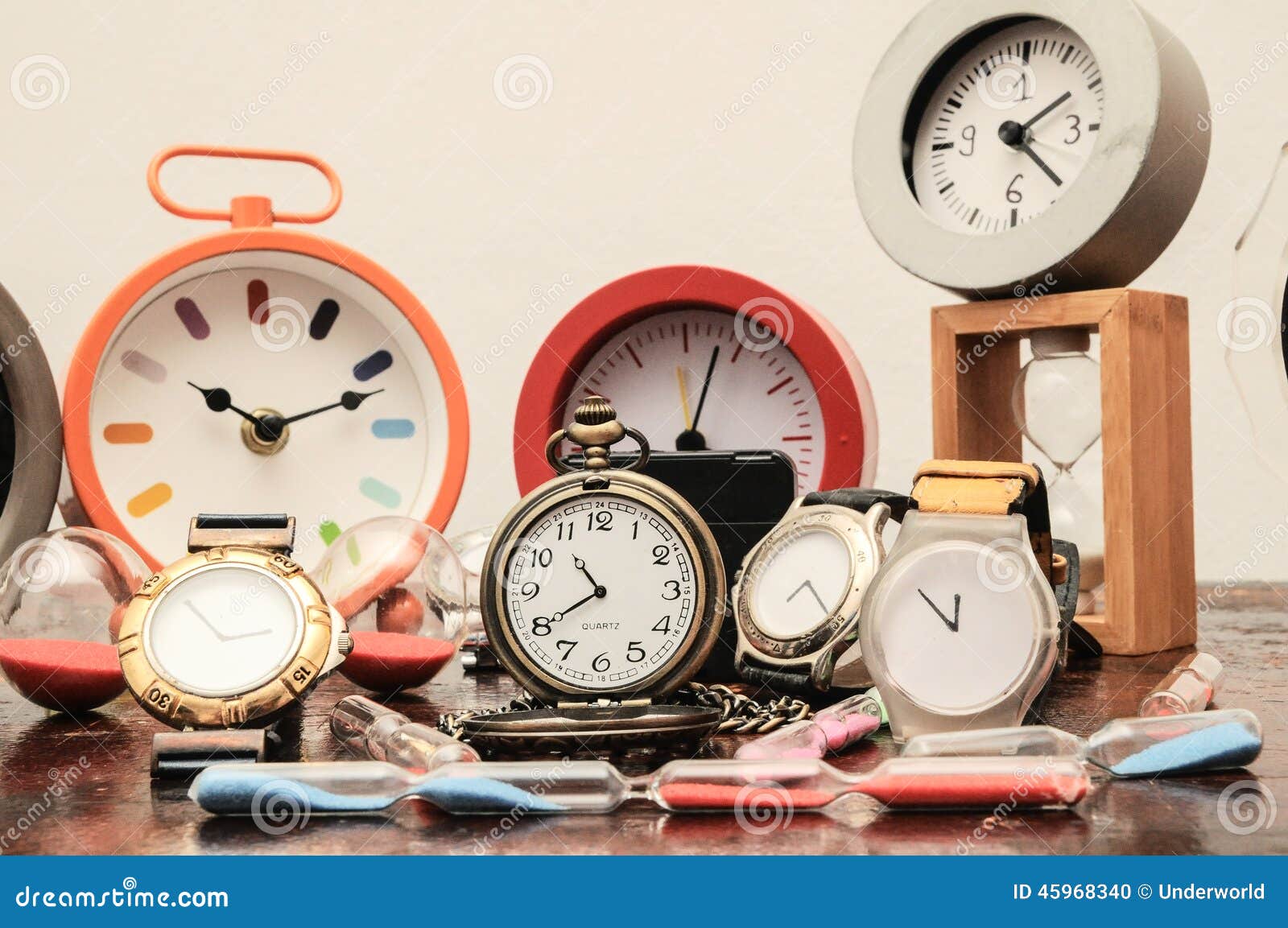 Many different Clocks stock photo. Image of alarm, pile - 45968340