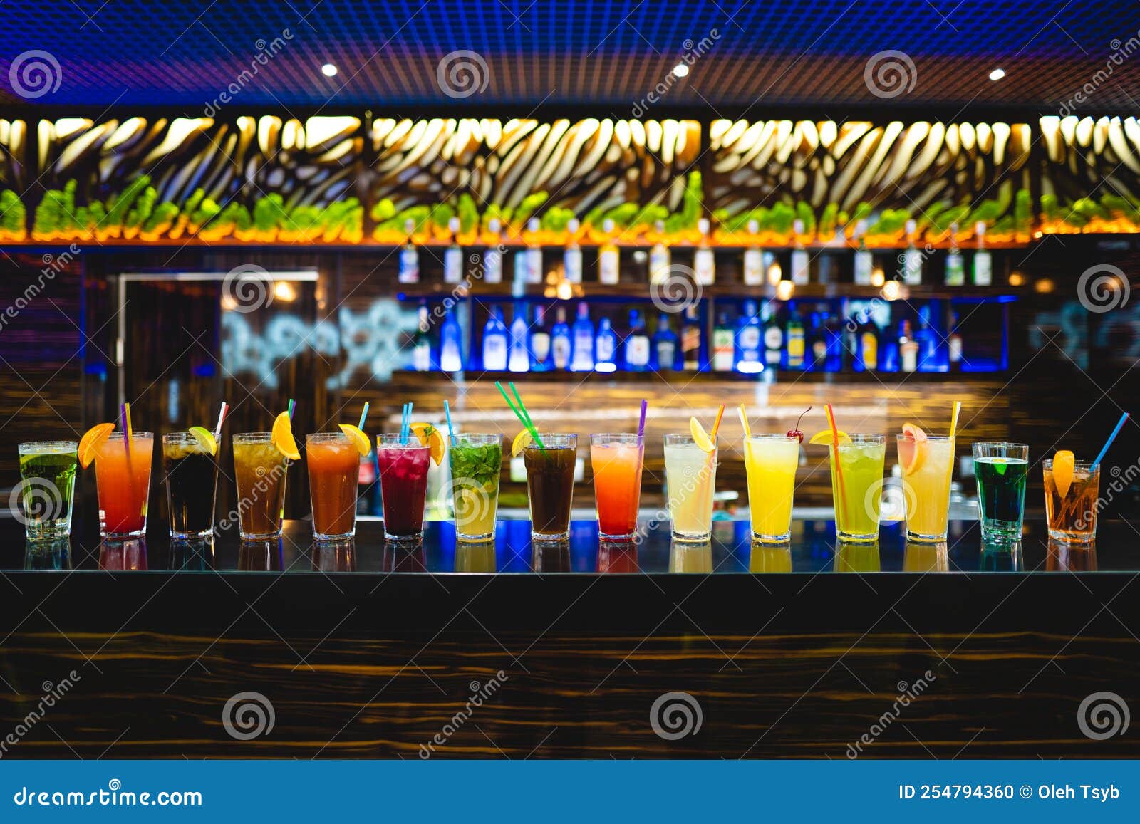 Many Different Cocktails Prepared by at the Bar. Stock Photo - Image of ...