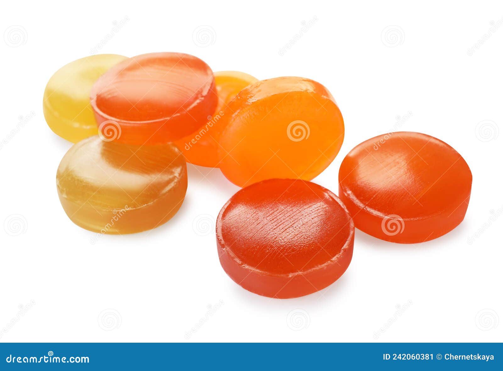 Many Different Color Cough Drops on White Background Stock Image ...