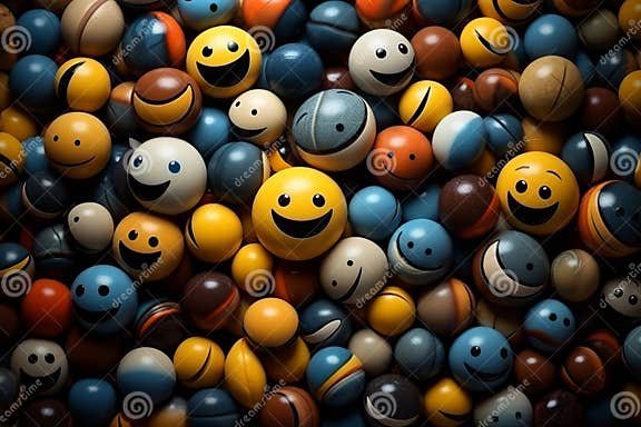 Many Different Colored Balls with Smiley Faces on Them Stock ...