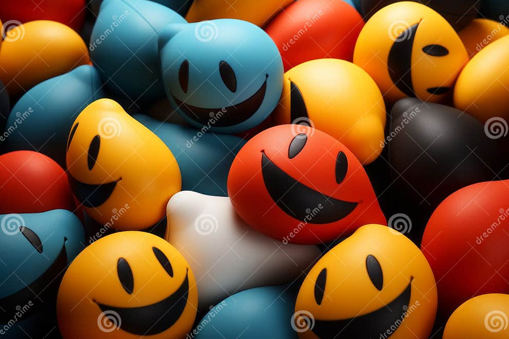 Many Different Colored Balls with Smiley Faces on Them Stock ...
