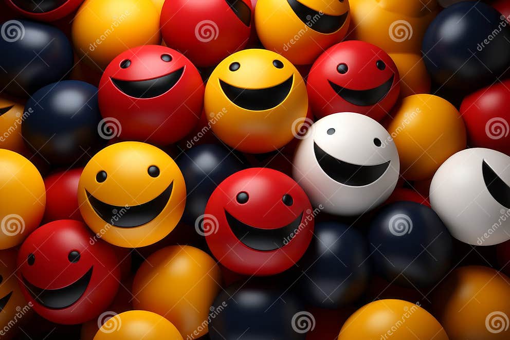Many Different Colored Balls with Smiley Faces on Them Stock ...
