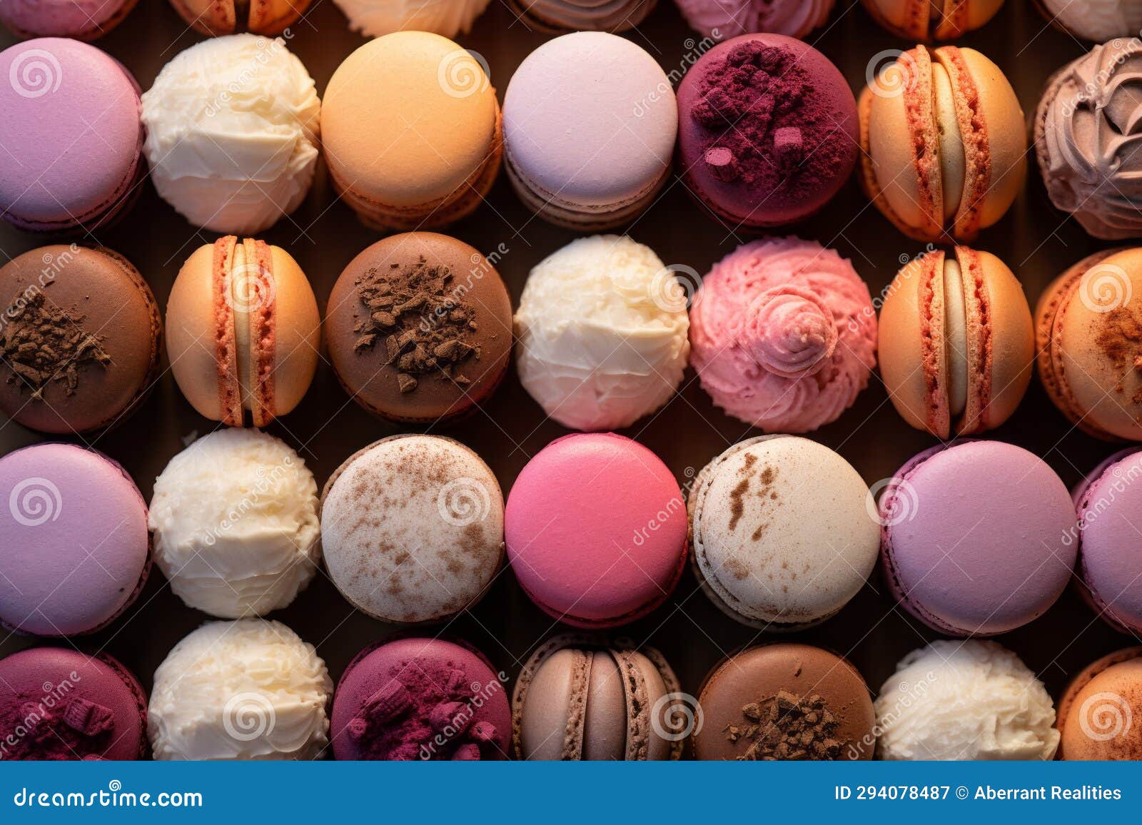 Many Different Colored Macarons are Arranged in a Row Stock ...