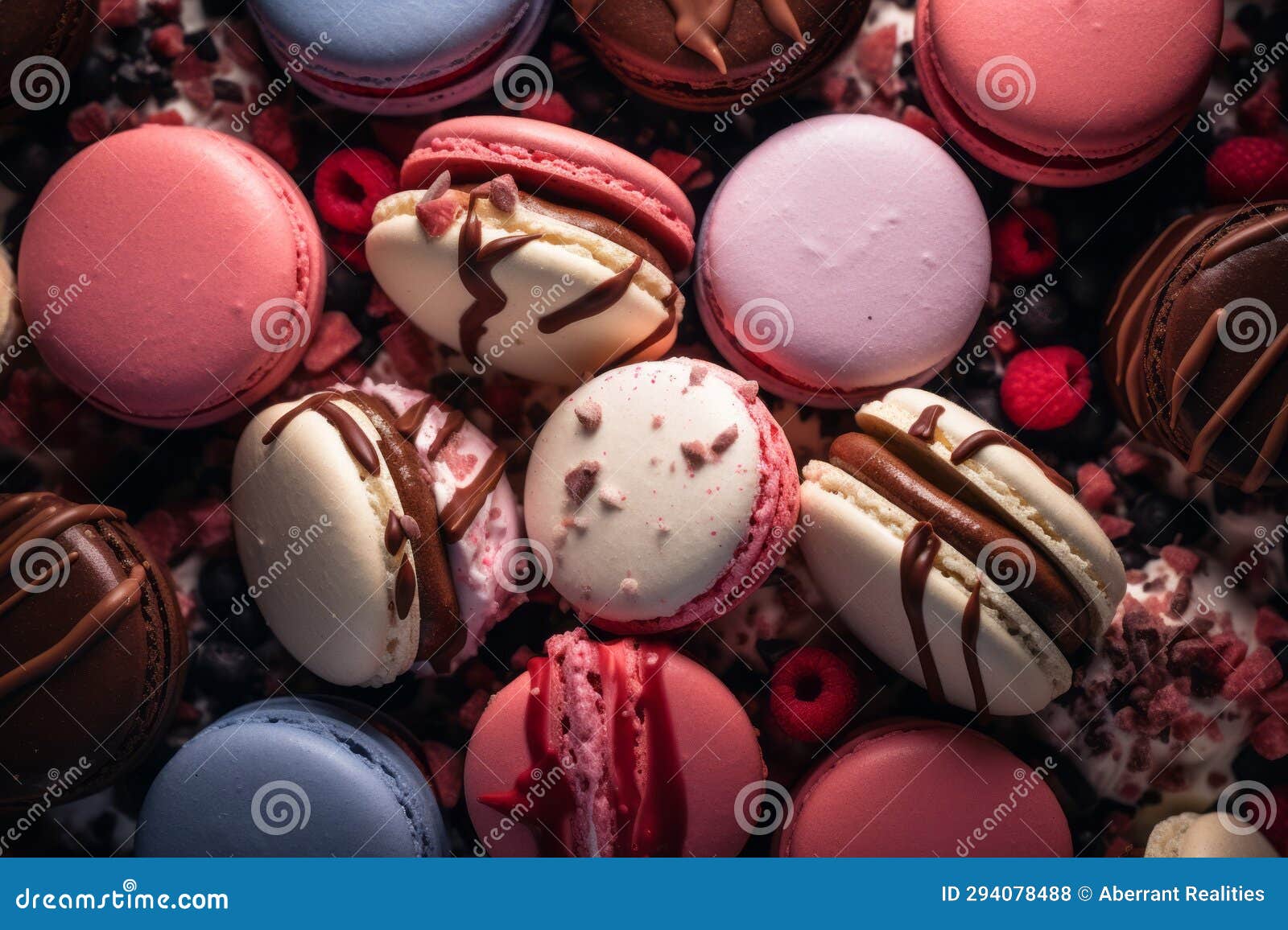 Many Different Colored Macarons are Arranged on Top of Each Other Stock ...