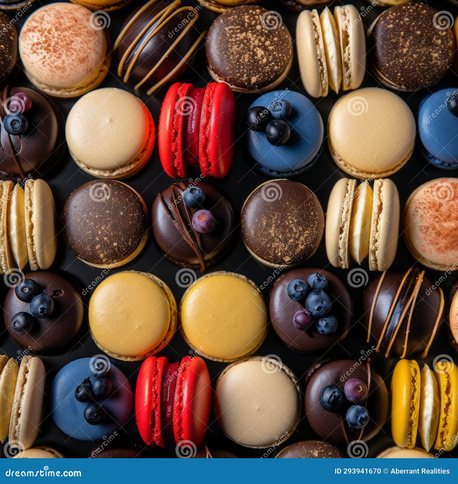 Many Different Colored Macarons on a Black Background Stock ...