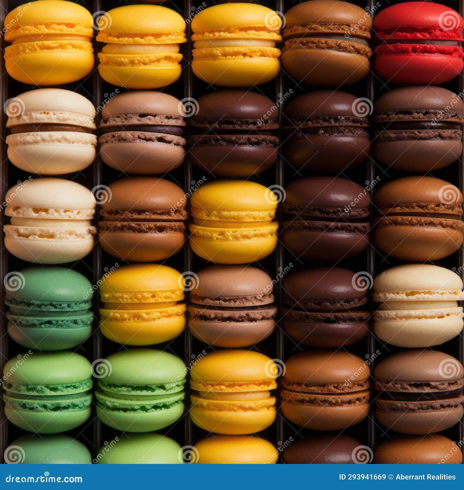 Many Different Colored Macarons in a Box Stock Illustration ...