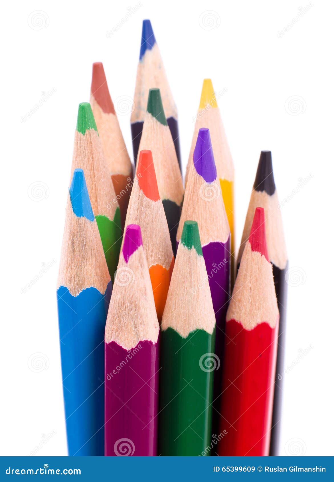 Many Different Colored Pencils on White Stock Image - Image of pencil ...