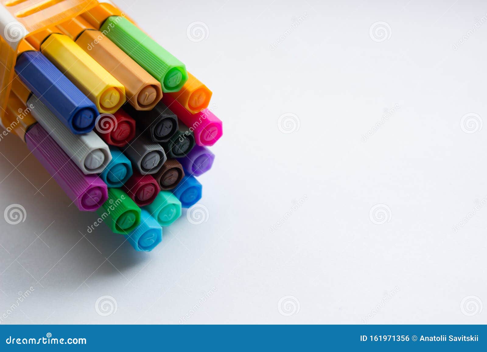 Many Different Colored Pens. Color Pencils Isolated on a White ...