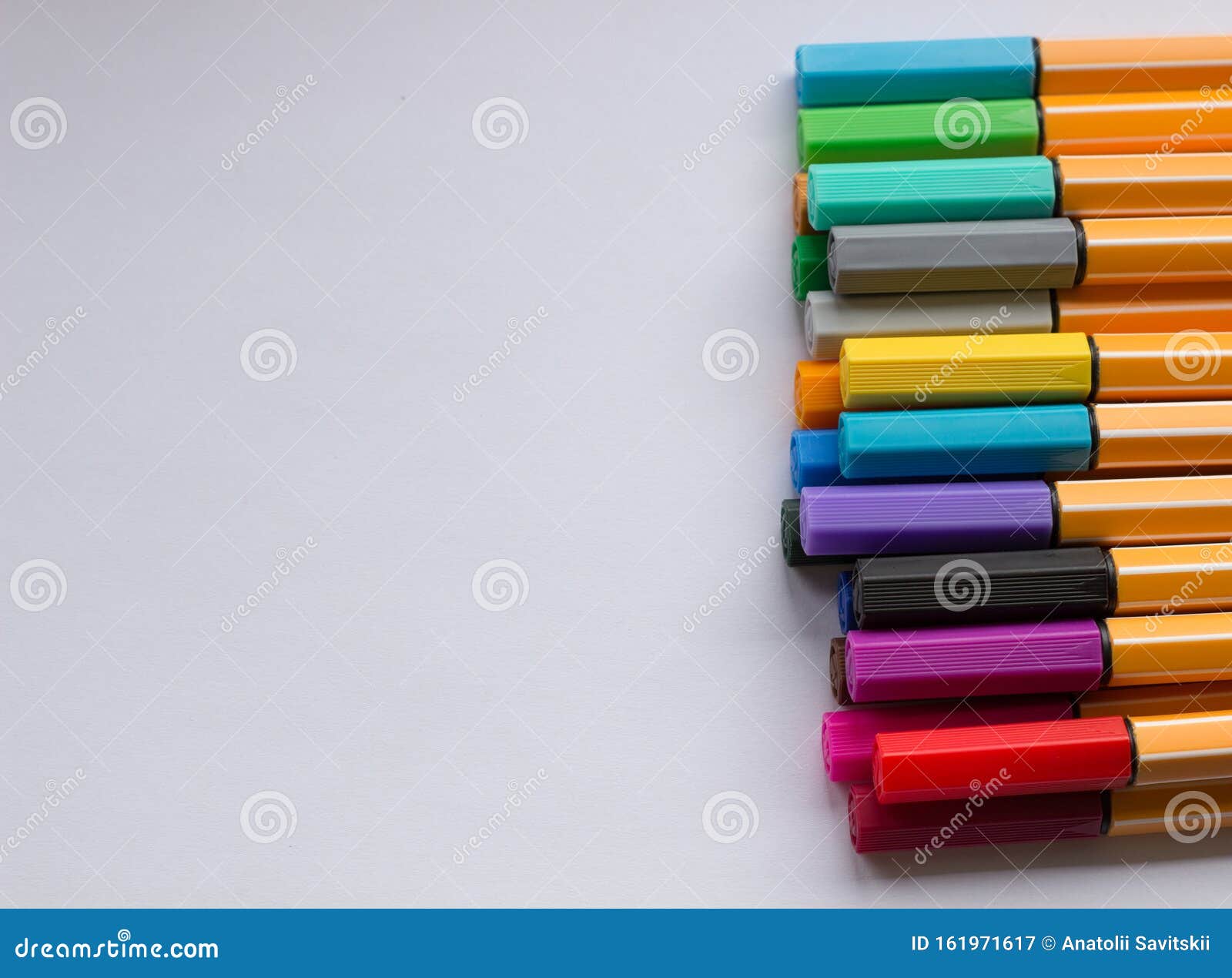 Many Different Colored Pens. Color Pencils Isolated on a White ...